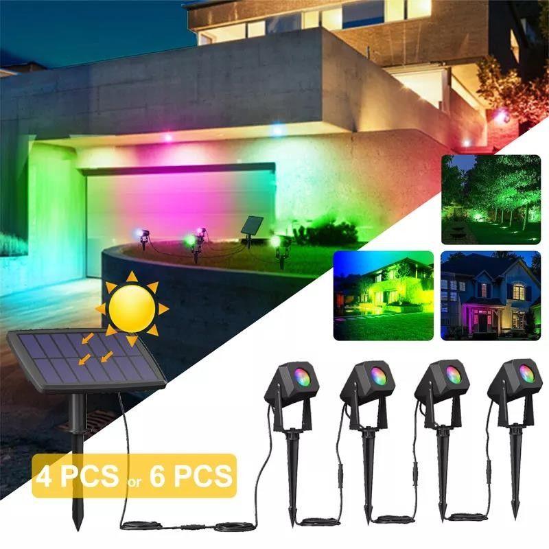 Solar Dimmable Colored Outdoor Spotlights Waterproof Smart Control