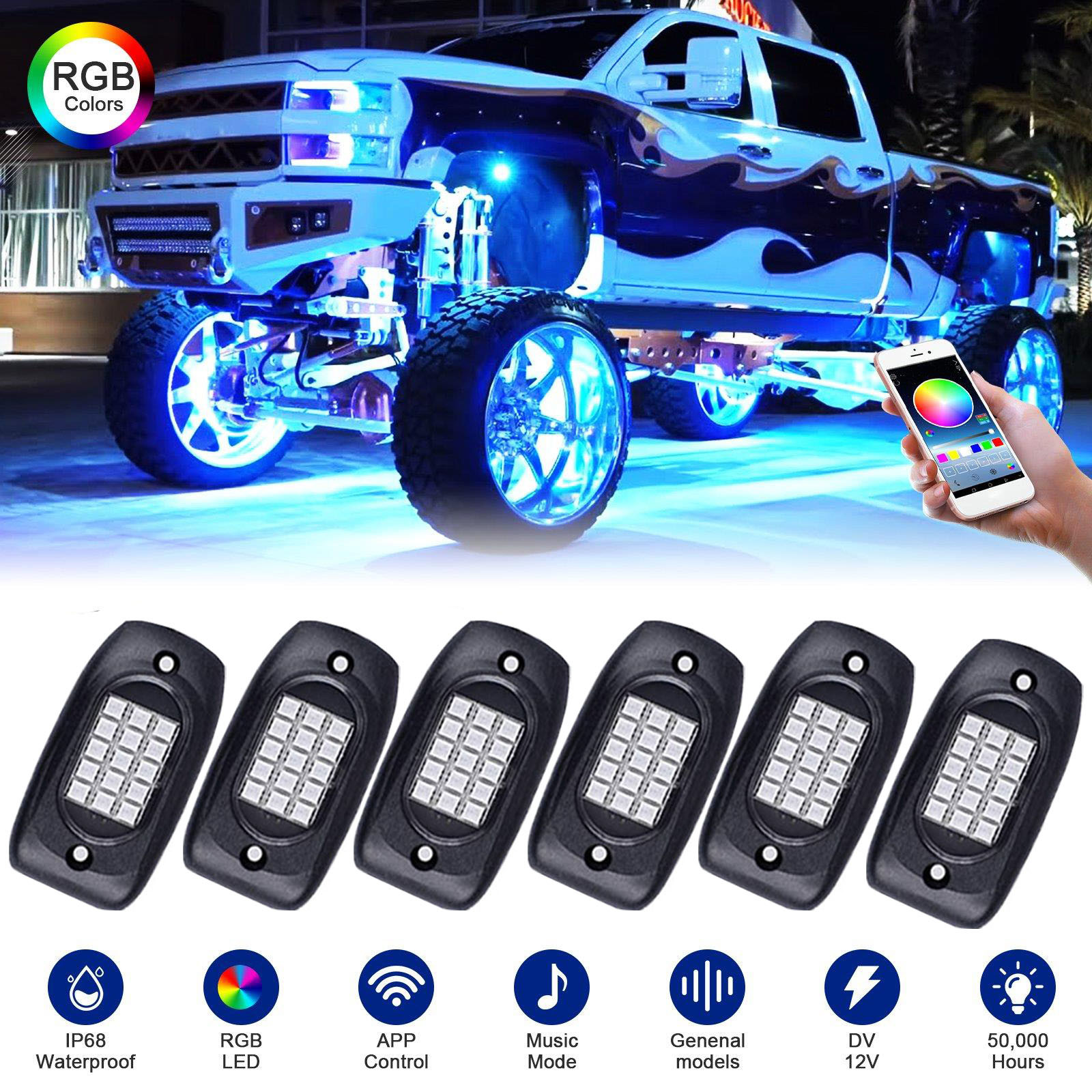 Rustproof Underglow RGB Rock Lights Multipurpose Durable For Boat